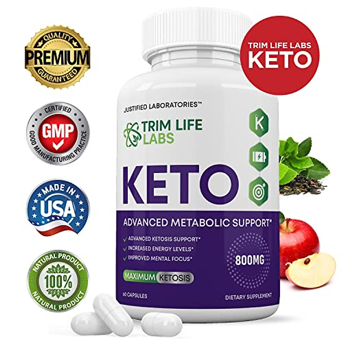 (3 Pack) Trim Life Labs Keto Pills Includes Apple Cider Vinegar Patented goBHB® Exogenous Ketones Advanced Ketogenic Supplement Ketosis Support for Men Women 180 Capsules