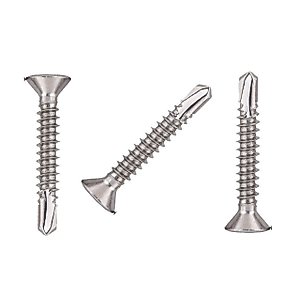 Metal Tek Screws Sheet Metal Self-Drilling Screws Phillips Drive Flat Head 410 Stainless Steel Countersunk, #3Drill Point Thread Size #10-16 Dia 3/16”(Pack 100,1 1/4")