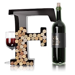 Wine Letter Cork Holder Art Wall Décor ~ Metal Letter Wine Cork Holder Monogram ~ Individual Wine Letter Cork Holders A Thru Z ~ Gifts for Wine Lovers ~ by HouseVines (F)