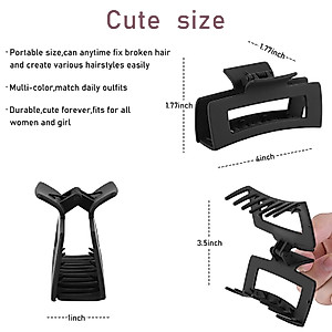 12 Pcs Rectangle Clips, Accessories for Women and Girls, Including 6 Pcs 4 Inch Large Clips for Thick Hair and 6 Pcs 2 inch Small Clips for Thin Hair (Neutral)