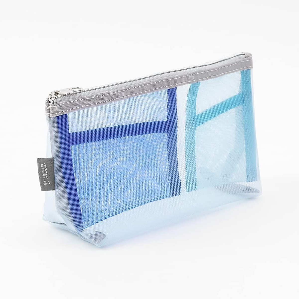 DESIGNPHIL 53353006 Mesh Pouch, Pen Case, Tool Pouch, Gusset, Light Blue