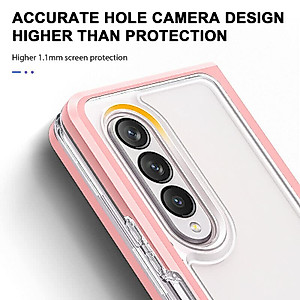 for Samsung Galaxy Z Fold 3 5G Slim Shockproof TPU Anti-Yellow Hard Premium Anti-Scratch Shockproof Acrylic Transparent Case Cover for Samsung Z Fold 3 5G Pink