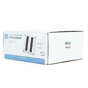 Legrand - OnQ 8 Port Cat 5e Network Interface Module, RJ45 Network Switch, High-Density Mini Patch Panel, Keystone Ports Labeled 1 Through 12, Grey, AC1014