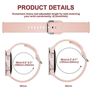 DABAOZA Compatible for Samsung Galaxy Watch 4 5 Band 40mm with Glitter Bumper Case, Women Black Silicone Soft Comfortable Adjustable Strap with Buckle (Pinksilver, 40)