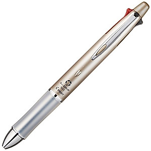 PILOT Dr. Grip 4+1, 4 Color 0.7 mm Ballpoint Multi Pen and 0.5 mm Pencil - Champagne Gold Body