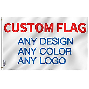 Anley Custom Flag 3x5 Foot Customized Flags Banners - Personalize Print Your Own Logo/Design/Words/Text - Vivid Color, Canvas Header and Double Stitched - Brass Grommets 3 X 5 Ft - Single Sided
