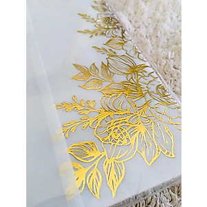 LUCKY STAR 25 sets Shiny Gold foil Floral Embossing Vellum Wedding Invitations Cards with Envelopes Blank Inner Sheets for Bridal Shower Baby Party Engagement Anniversary Invite Sweet 16