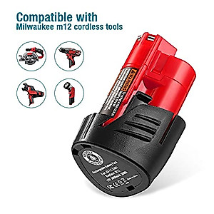 ORHFS 2 Packs 3.0Ah Replacement Battery Compatible with Milwaukee M12 12V Battery 48-11-2411 48-11-2420 48-11-2401 48-11-2402 48-11-2401 12-Volt Lithium-ion Battery