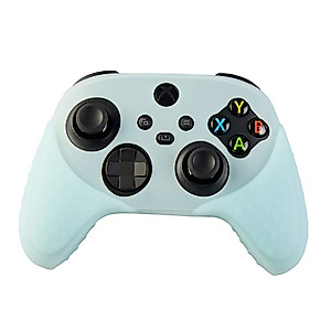 Controller Grip Cover for Xbox Series X/S, Anti-Slip Silicone Skin Protective Cover Case for Microsoft Xbox Series X/S Controller, 2 Pack with 8 Thumb Grips (White+Blue)