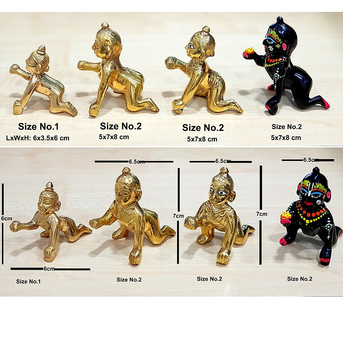 StonKraft Brass Krishna Laddoo Gopal Kanha Makhan Chor Statue Idol Murti Sculpture (Small Size)
