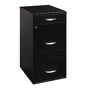 LUGEMA Vertical Filing Cabinet 18" W, 3-Drawer Organizer File Cabinet/Metal Organizer File Cabinet for Letter/A4 Size,Fully Assembled, Black