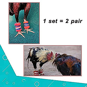 A.D.P. Rooster Booster Protection Fighting Rooster Gamefowl Protective Chicken Supplies Poultry Chickens Mitt Safety, Botas para GALLOS BREEDING, 2 Pairs Blue & Red Fabric Handmade Leg Protect Care