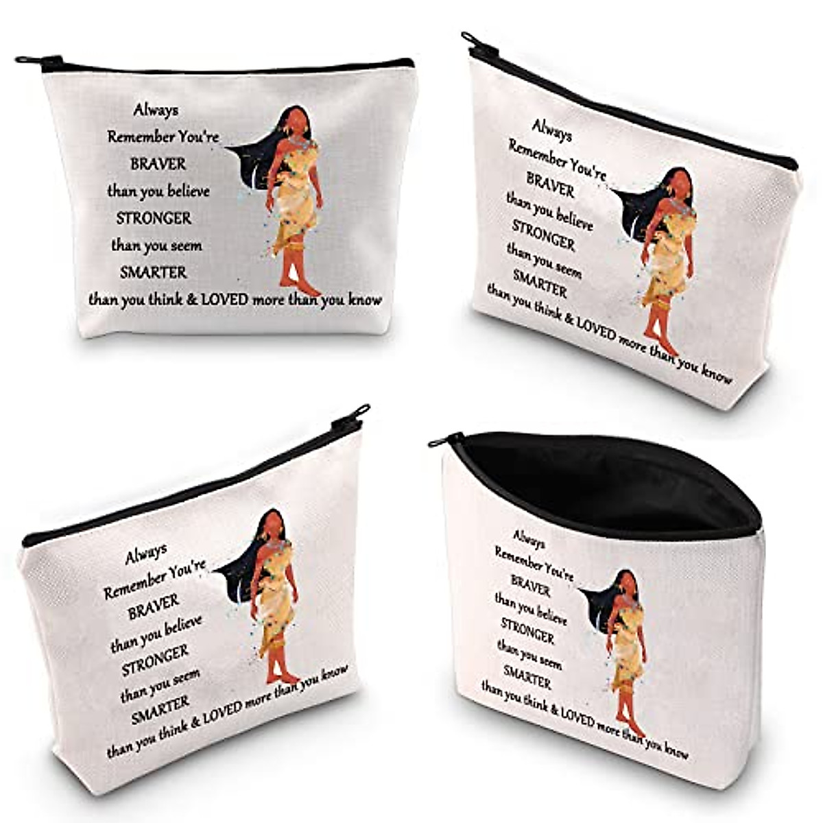 WZMPA Indian Princess Cosmetic Makeup Bag Princess Movie Fans Gift You Are Braver Stronger Smarter Than You Think Princess Makeup Zipper Pouch Bag For Women Girls (Always Poca)