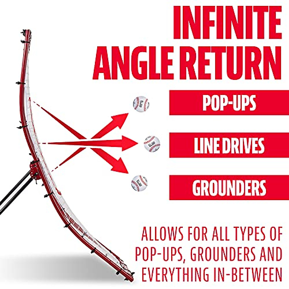 Franklin Sports Unisex Youth Return Franklin Sports Baseball Pitching Target and Rebounder Net 2 in 1 Pitch Trainer Pitchback Net , Red, 68 x 44 US