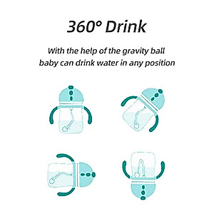 Piifur Baby Cup with Straw 12-18 months, Weighted ball Sippy cup for Toddlers with Handle, Water Bottle for Kids 8 Ounce (Pink)