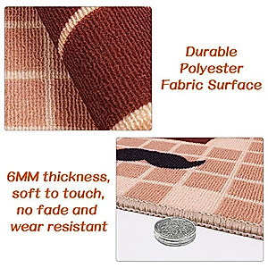 Outamateur Kitchen Rugs Set of 2, Kitchen Runner Rugs Soft Kitchen Mat Runner Carpet Set Bath Rug Doormat, Non-Slip Durable and Spill Resistant 16”x24”+16”x47” (Chef Hat Pattern Light Brown)