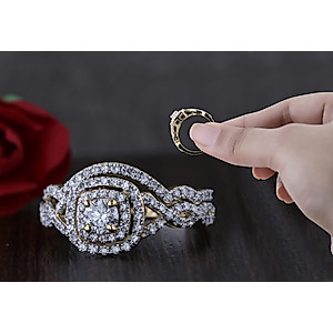 Dazzlingrock Collection 1.00 Carat (Ctw) Round Lab Grown White Diamond Criss Cross Style Engagement Ring Set for Her in 18K Yellow Gold Size 5.5