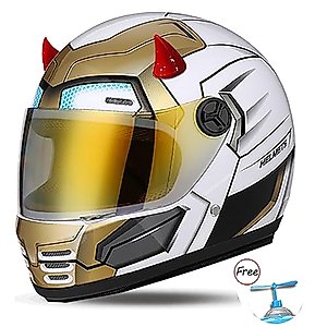 Full Face Electric Motorcycle Helmet Cute Kids Four Wheeler ATV Dirt-Bike Helmets, Lightweight MTB BMX Skating Cycling Scooter Helmet DOT Approved 5-14 Years Boys Girls Jet Kart Helmet-F||50-56cm