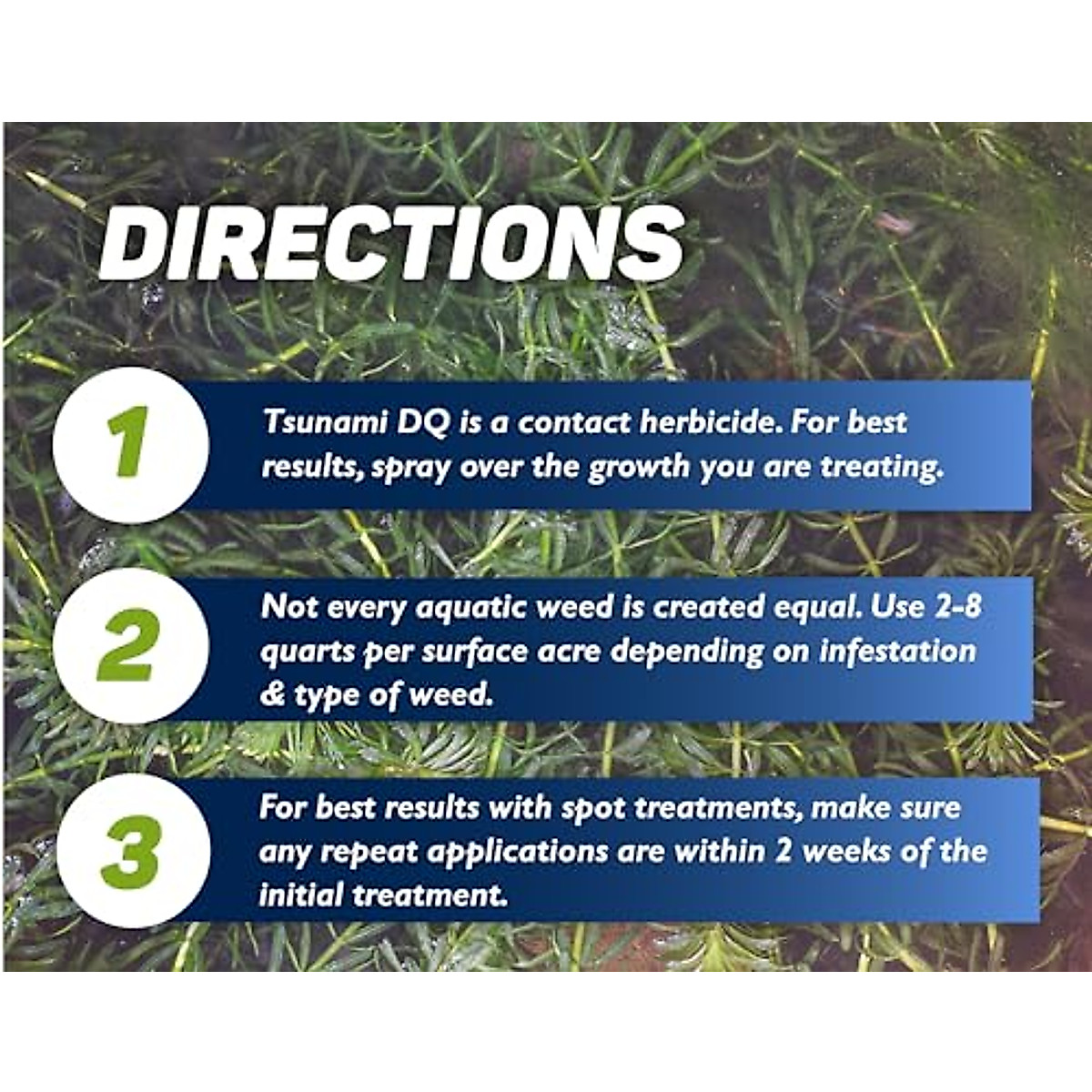 Tsunami DQ Aquatic Herbicide- Quart - 37.3 Percent Diquat Dibromide – Concentrated Aquatic Weed Killer for Lakes and Ponds - Duckweed, Watermeal, Curly Leaf, Pondweed & Many More