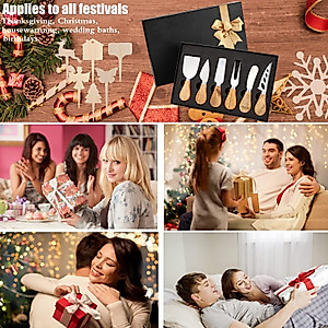 BUVLIVU Exquisite 6-Piece Cheese Knife Set- Stainless Steel Cheese Knife Set for Charcuterie Board (Wood Handle) with Gift Box, Cheese Spreader Knife Set, Charcuterie Utensils(Gift-Ready)