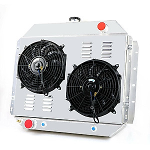 Cubauto 4 Row Core Radiator for 1966-1979 Ford F100 F150 F250 F350 Pickup Truck Brocon 1967 1967 1969 1970 1971 1972 1973 1974 1975 1976 1977 1978 All Aluminum Downflow Radiator+2X12" Fan W/Shroud