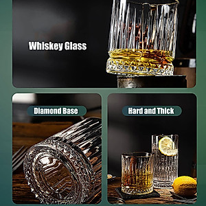 M-bay 12.5oz Vertical Stripes Whiskey Glasses Set of 4, Thick Bottom Cocktail Glasses with Luxury Box, Crystal Rock Glasses for Bourbon, Cognac, Vodka, Tequila, Scotch