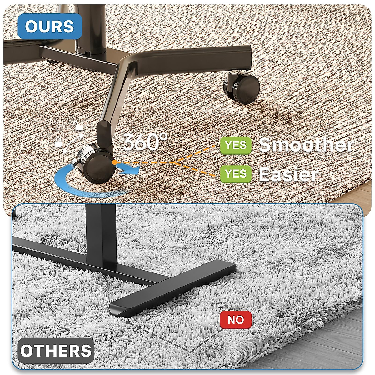 JYLH JOYSEEKER Mobile Standing Desk, Rolling Standing Desk with Cup Holder, Mobile Sit Stand Desk with Wheels, Adjustable Height Mobile Laptop Desk for Home Office, 28in, Rustic Brown