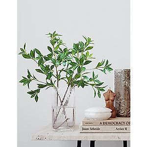 Forlaoers 4pcs Nearly Natural Artificial Plants Fake Green Flowers Leaves Olive Twigs Willow Branches for Tall Vases Home Decor Indoor Living Room Desk Wedding Greenery Stems for Centerpieces