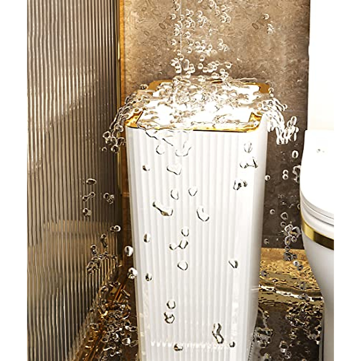 3.3 Gallon Rectangle Trash Can with Top Press Lid，Plastic Slim Garbage Bin, Wastebasket for Narrow Spaces, Kitchen, Bathroom,Bedroom