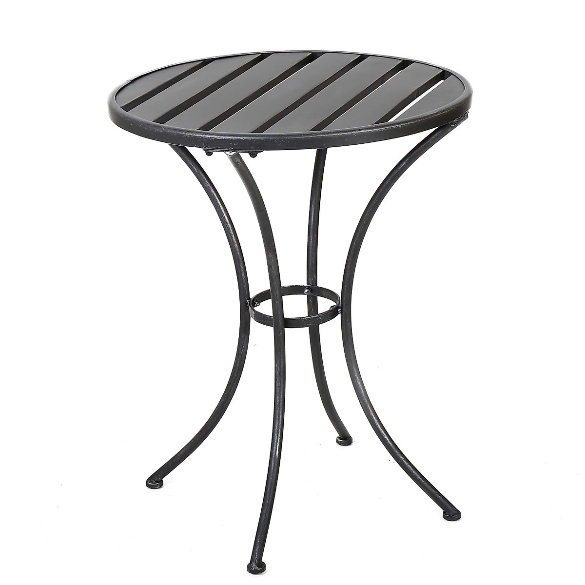 Christopher Knight Home Colmar Outdoor Metal Bistro Set, 3-Pcs Set, Black With Silver