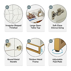 Tribesigns Shoe Cabinet, 6-Tiers Shoe Storage Cabinet with Doors for Entryway, White Gold Free Standing Shoe Cabinet Storage Organizer with Open Shelf for Living Room, Bedroom,Closet