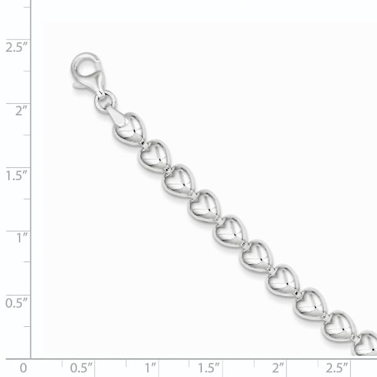 IceCarats 925 Sterling Silver Heart Love Chain Charm Bracelet