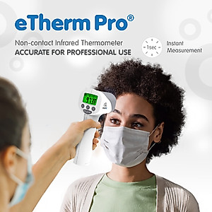 Elepho eTherm Pro Medical Quality Non-Contact IR Forehead Thermometer for Family or Office Use. Instant Body, Object, or Liquid Readings. Large LCD Display. 32 Memory Readings