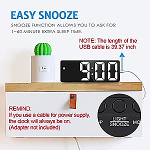Digital Alarm Clock, [Upgraded Version] LED Clock for Bedroom, Electronic Desktop Clock with Temperature Display, Adjustable Brightness, Voice Control, 12/24H Display for Home, Bedroom, Office