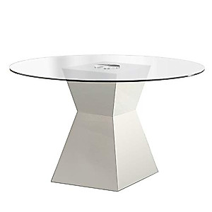 Furniture of America Dorazio Contemporary Round Glass Top Dining Table in White