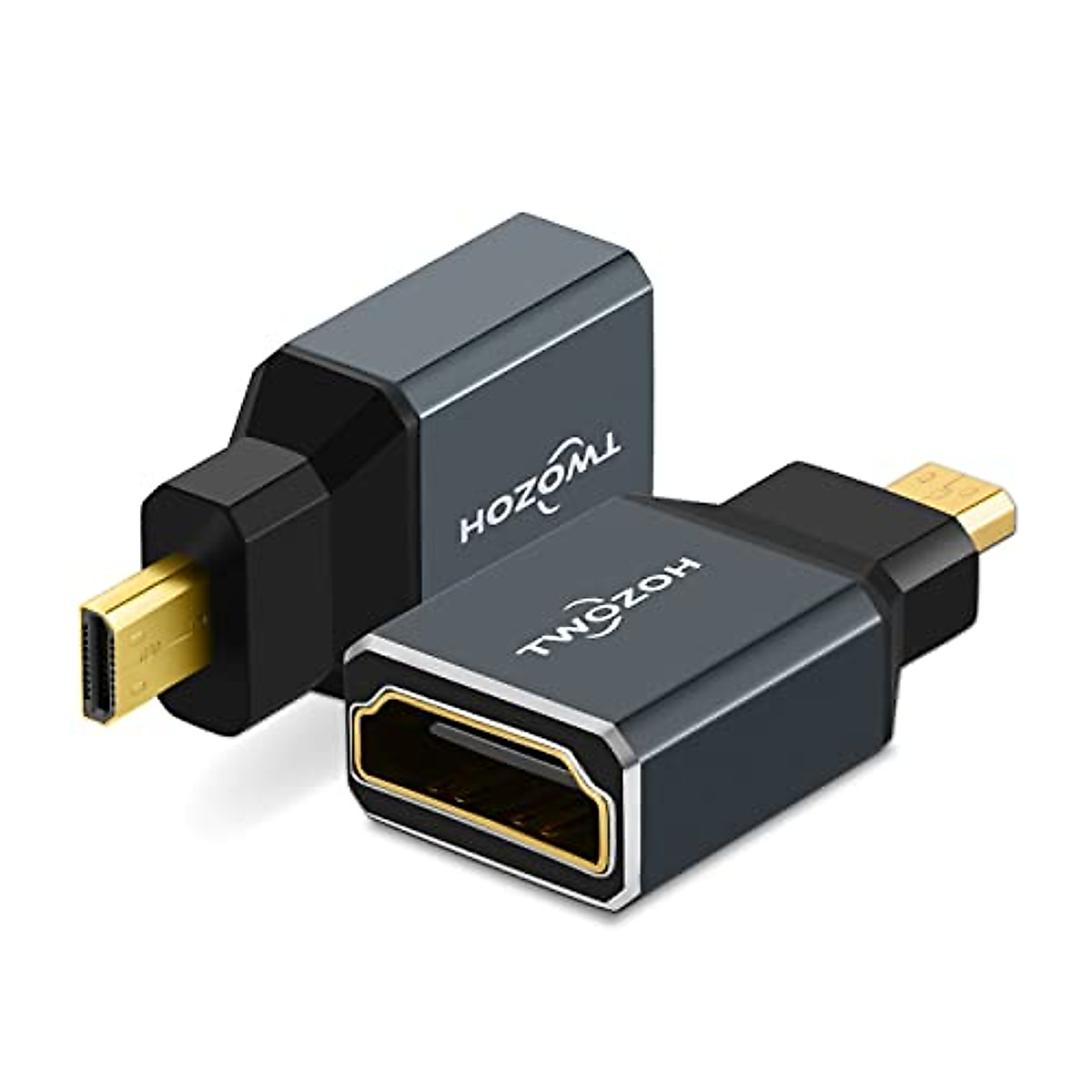Twozoh 8K Micro HDMI Adapter (2-Pack), 2.1 Micro HDMI Male to Standard HDMI Female Adapter Convertor Support 8K@60Hz, 4K@144Hz, 2K@240Hz