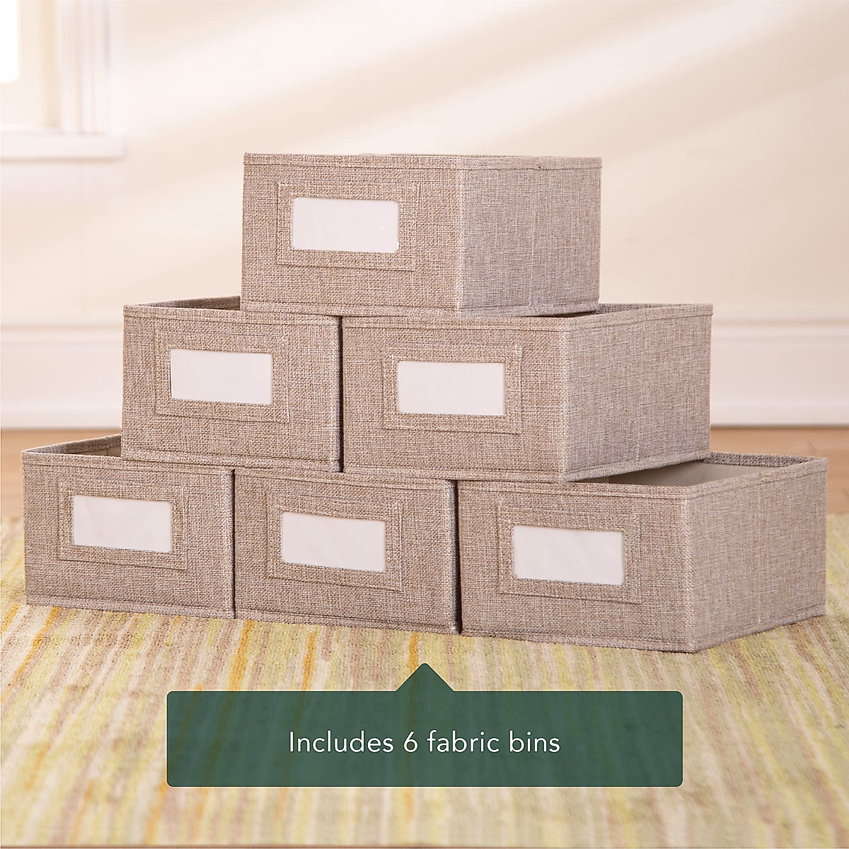 Guidecraft EdQ Book and Bin Browser Natural: 6 Fabric Storage Bins, Book Display and Toy Storage Organizer for Kids; School Supply Furniture