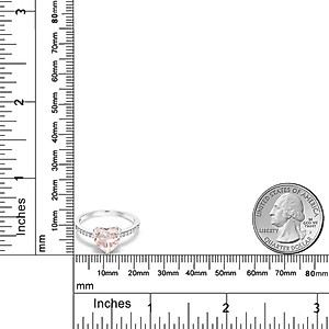 Gem Stone King 925 Sterling Silver Rose Quartz Engagement Ring For Women (1.90 Cttw, Heart Shape 8MM, Available in size 5, 6, 7, 8, 9)