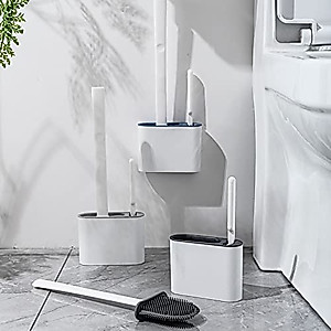 Toilet Brush Wall Mounted Toilet Brush No Dead Brush Silicone Detachable Household Long Handle WC Accessories Bathroom Toilet Brush Holder Furniture (Color : C)