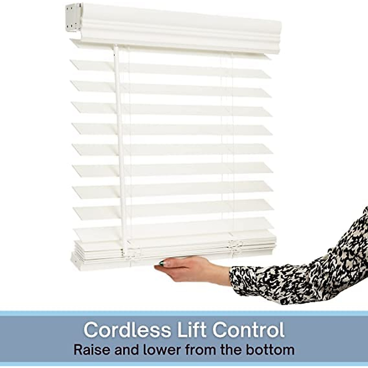 LOTUS & WINDOWARE Cordless 2-inchFaux Wood Blind 11" Wide x 72" Long,(Soft White-Antique White),Smooth, Room Darkening, Horizontal Blinds for Living Room, Bedroom, Interior Door Windows