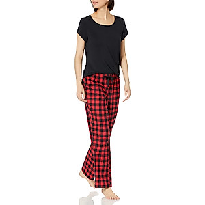 Amazon Essentials Women's Flannel Pajama Sleep Pant, Red Buffalo Check, Small