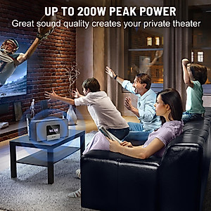 RHM K222 Karaoke Machine with 2 UHF Wireless Microphones & 5 Sound Modes, Support Optical/Bluetooth/AUX/USB/PC, Wooden Home Karaoke Singing Machine for TV, Home, Karaoke, Singing Party, Christmas