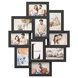 SONGMICS Collage Picture Frames, 4x6 Picture Frames Collage for Wall Decor, 10 Pack Photo Collage Frame for Gallery, Multi Family Picture Frame Set, Glass Front, Assembly Required, Ink Black