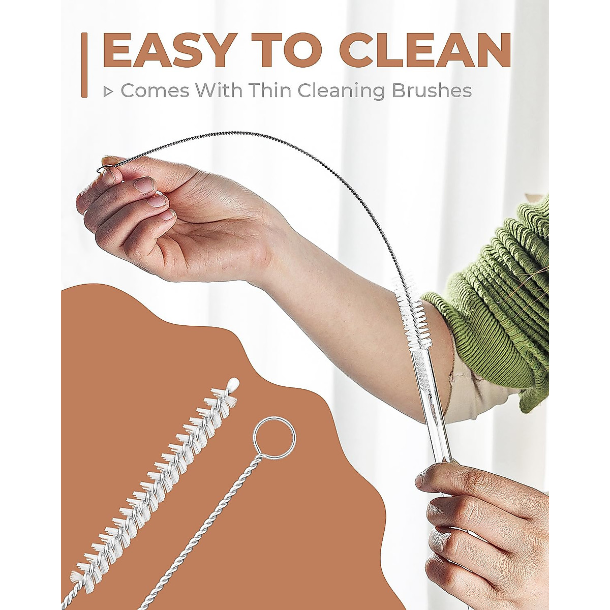 Foogwee® 20 Packs Reusable Glass Straws Set, 8.5'' x 10mm Clear Drinking Straws for Smoothies, Shakes, Coffee, Juice, Sodas, Milk, Tea, Cocktails, Set of 8 Straight and 8 Bent with 4 Cleaning Brushes