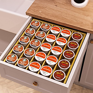FUHUIM Bamboo k Cup Holder for Drawer Countertop, Coffee pod Holder Organizer , K- Cup Storage for Coffee Station Home Office and Kitchen (Bamboo)