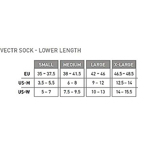 2XU Vectr Crew Sock, Black/Titanium, Small