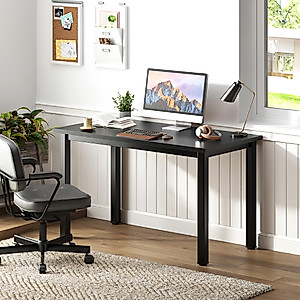 Need Small Desk, 39.4 inches Sturdy Writing Desk for Small Spaces, Small Computer Desk Teens Desk Study Table Laptop Desk Home Ofice Desk, Black Metal Frame, Black