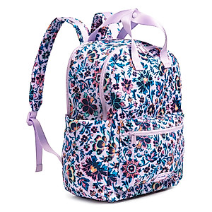 Vera Bradley Women's Recycled Lighten Up Reactive Campus Totepack Backpack, Cloud Vine Multi, One Size