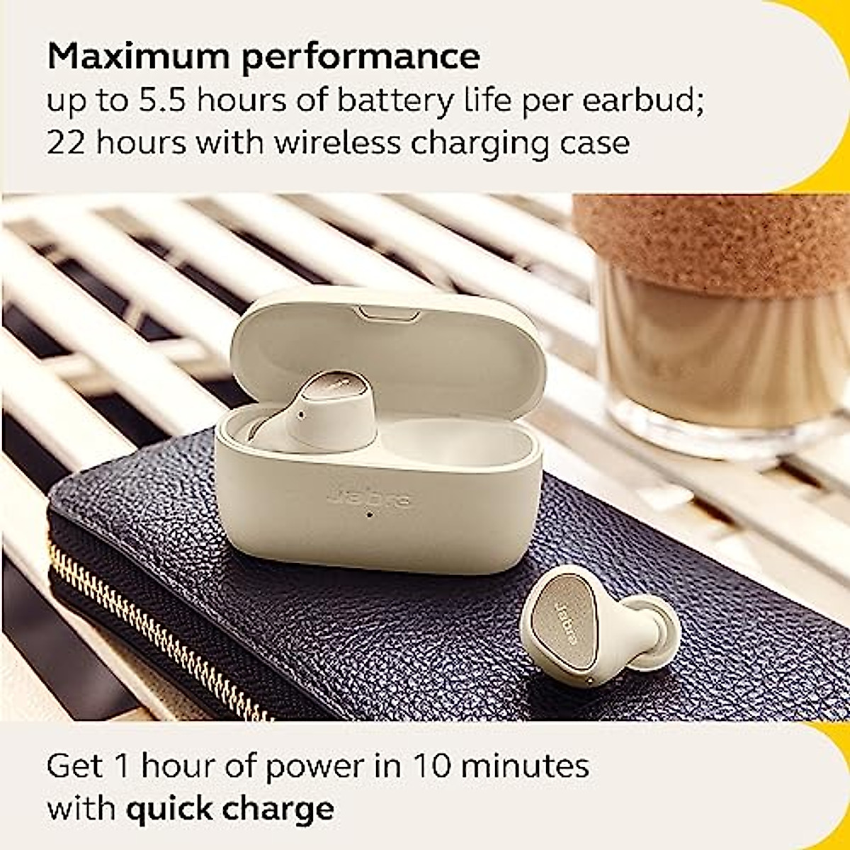 Jabra Elite 4 True Wireless Earbuds - Active Noise Cancelling Headphones - Discreet & Comfortable Bluetooth Earphones, Laptop, iOS and Android Compatible - Light Beige