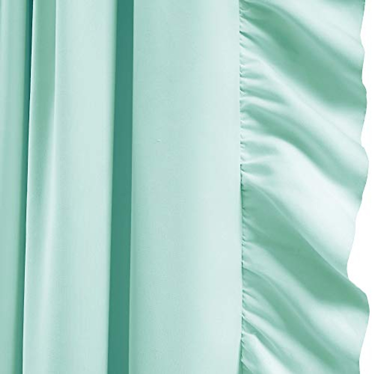 Lush Decor Reyna Ruffle Window Curtain Panel Set, Pair, 54" W x 84" L, Light Blue - Flowy Curtain - Romantic Ruffle Curtains for Bedroom, Living room, or Dining Room - Farmhouse & Cottage Home Decor